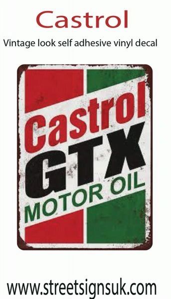 VINTAGE LOOK CASTROL GTX self adhesive vinyl decal sticker in various sizes