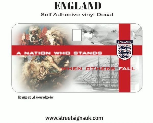 England self adhesive vinyl decal sticker for scooter toolbox door