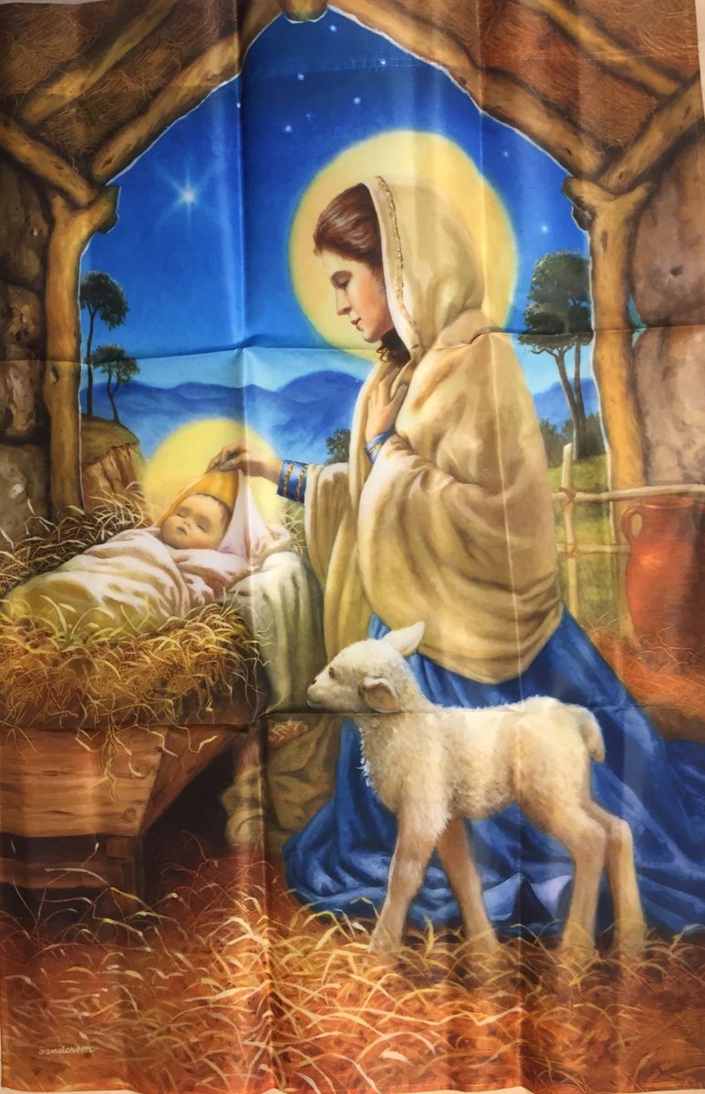 LARGE 1021-JESUS, MARY & SHEEP