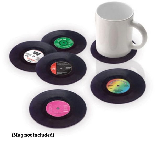 6 Drink Coaster set Vinyl Records