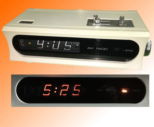 Rare unusual TRANSONIC electro-mechanical clock radio 25mm digits