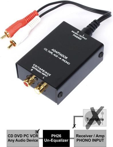 Reverse RIAA adaptor - connect line level devices to Phono input