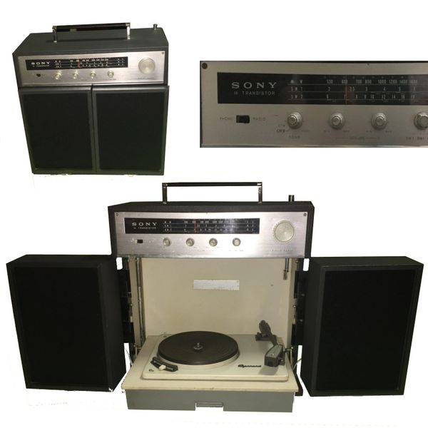 Rare Sony 60s Bookshelf Radiogram with Garrard turntable