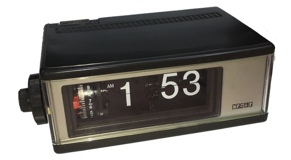 Vintage Flip Alarm Clock with Alarm COSMO 70s, brown / silver