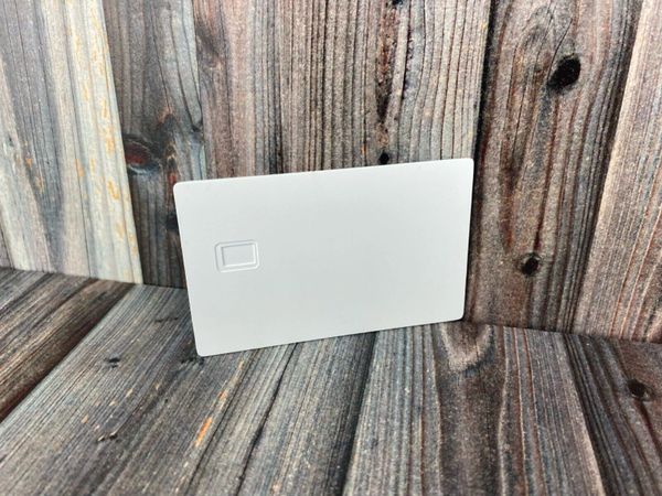 WHITE and Stainless Steel Credit Card Blank w/ Chip Slot Mag Strip Black