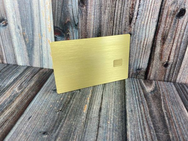 Brushed Gold / Stainless Steel Credit Card Blank w/ Chip Slot Mag Strip ...
