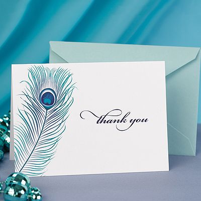 Peacock Feather - Thank You Card and Envelope