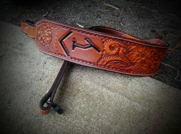 Custom Rifle Sling Floral tooling with brand western hunter gift ...