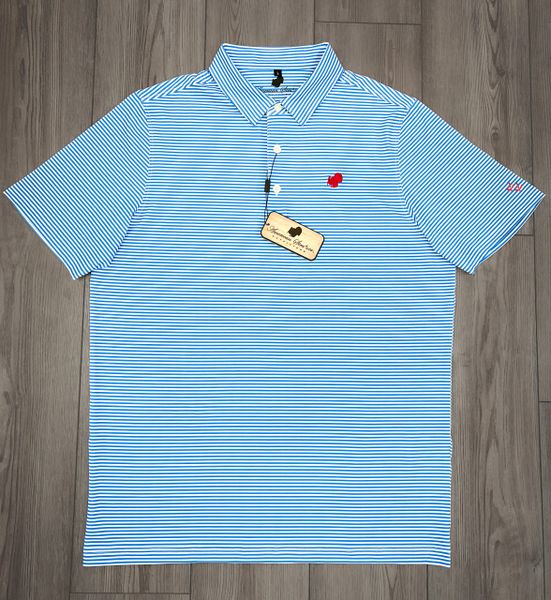 American Strutter® Performance Polo (Powder Blue/White Stripe ...