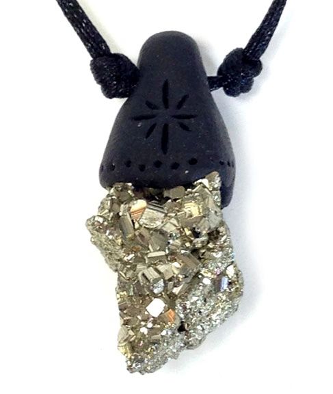 Iron Pyrite - Gemstone in Clay Necklace