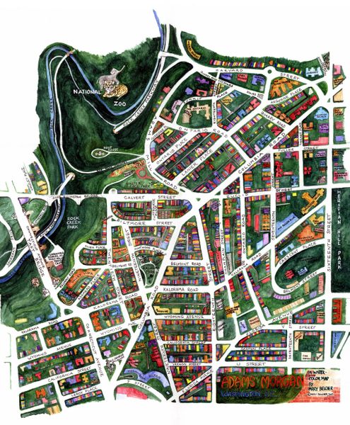 Map of Adams Morgan, Washington, DC, 16"x20"