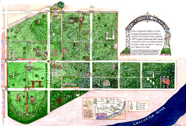 Map of Congressional Cemetery, Washington, DC, 16"x20"