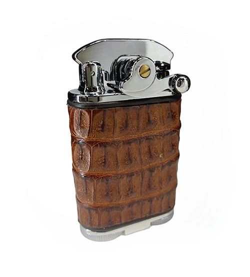 Gatsby Lighter - Genuine Cognac Caiman Alligator | Brizard and Co.