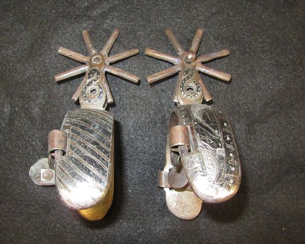 Silver Overlay Snake Pattern Spurs