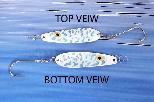 PEARLESCENT 'GHOST' TROLLING SPOONS, BLUE, Size 2-1/4"