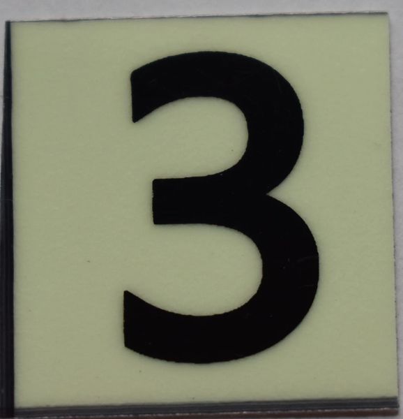 PHOTOLUMINESCENT DOOR NUMBER 3 SIGN (GLOW IN THE DARK HIGH INTENSITY ...