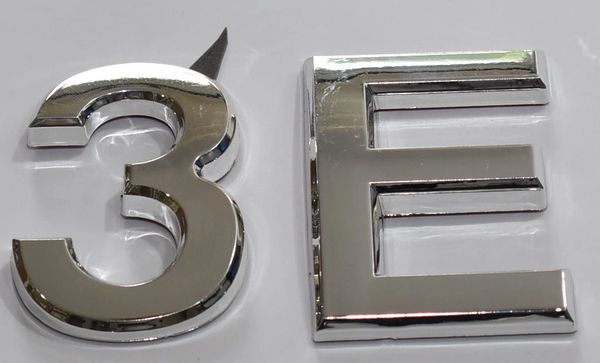 z- APARTMENT, DOOR AND MAILBOX LETTER 3E SIGN - LETTER SIGN 3 E- SILVER ...