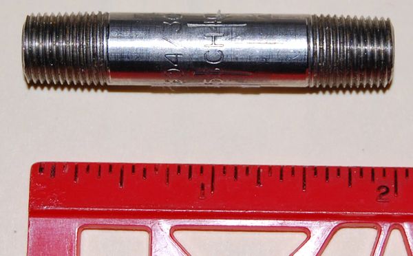 904 Stainless Steel 2" Pipe Nipple, 1/8" NPT | Vintage Steam Products