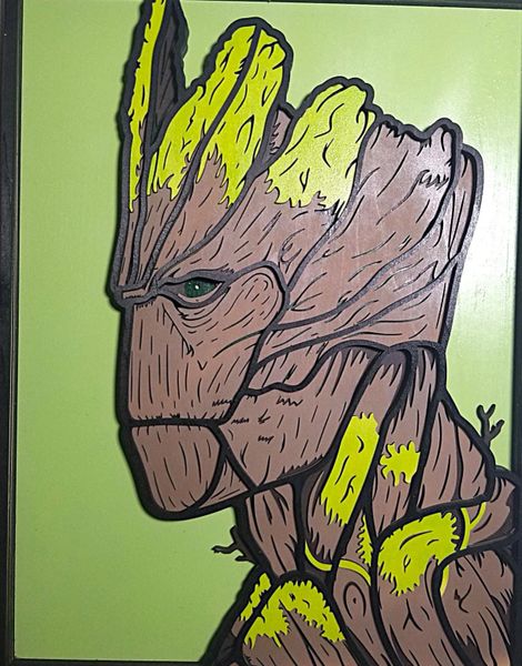 Groot Inspired Wall Art | 12x16 inch | Fan Art | 3D Art