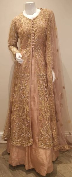 Net Jacket Style Dress (Peach)