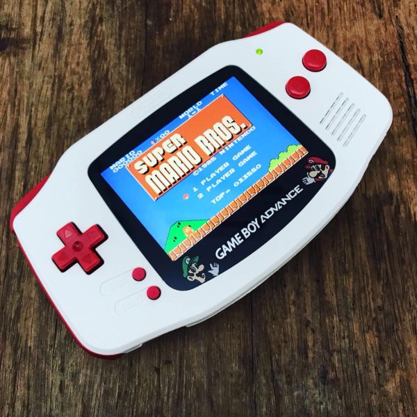 Gameboy Advance - White Mario BACKLIT IPS