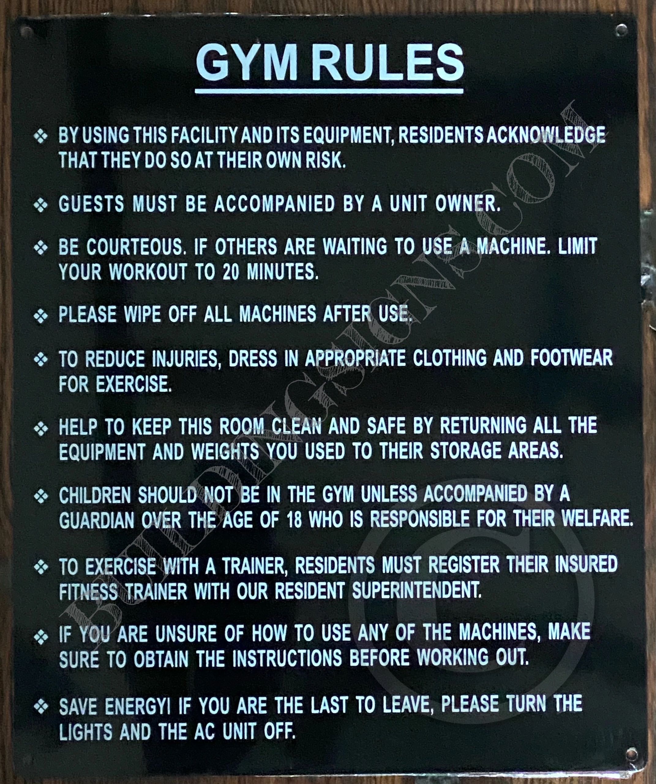 GYM RULES SIGN ALUMINUM SIGNS 10x12 HPD SIGNS THE OFFICIAL STORE