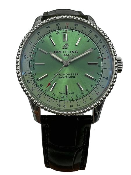BREITLING Navitimer Automatic 35mm Mint Green Dial New Complete Set