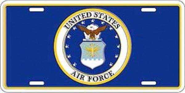 United States Air Force USAF Emblem on Blue Embossed License Plate LP0525