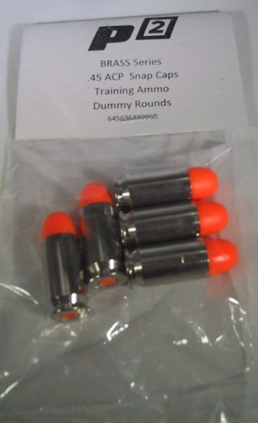 P2 BRASS Series .45 ACP Snap Caps, Dummy Ammo, Training Rounds, Nickel ...