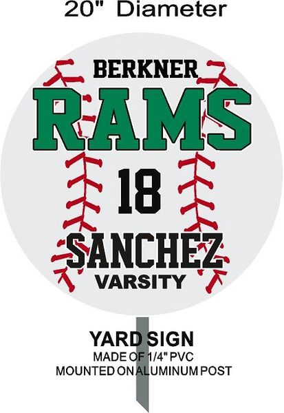 BERKNER HS BASEBALL Yard Sign