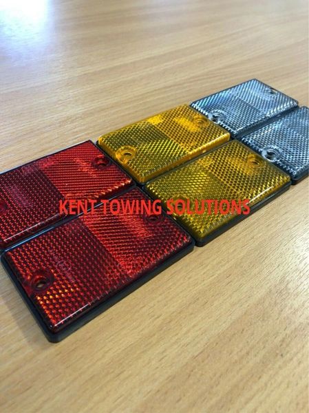 X6 New Maypole Radex Red Amber Clear Rectangular Drilled Reflector 77mm ...