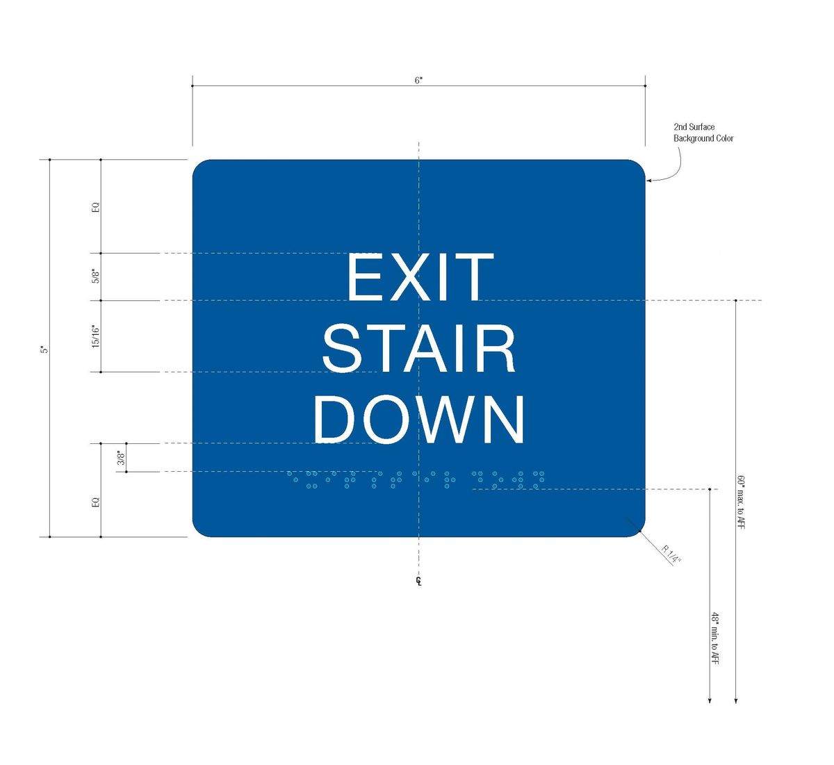 Tactile Exit Stair Down Sign