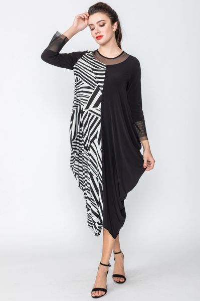 IC Collection Fashion Forward Dress Black-Print-IC-2937D | IC ...