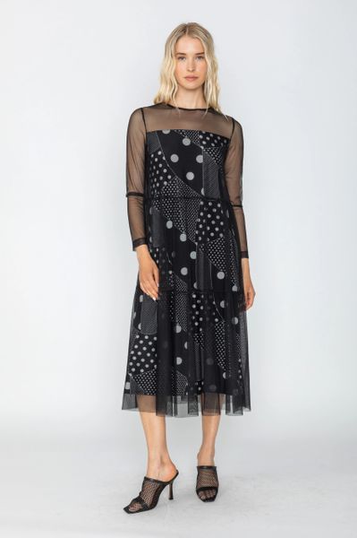 IC Collection Sheer Polka Dot Dress-IC-5627D | IC Collection | Unique ...