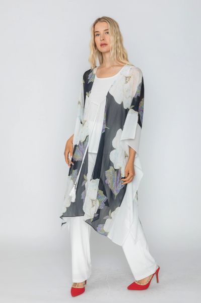 IC Collection Floral Print Sheer Open Jacket-IC-5607J | IC Collection ...