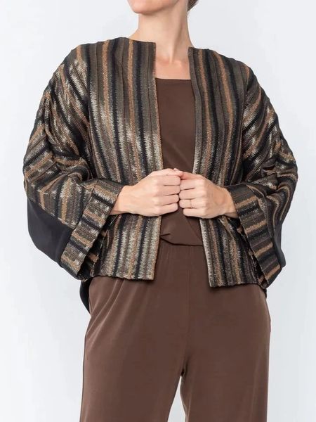 IC Collection Metallic Cocoon Jacket-IC-5079J | IC Collection | Unique ...