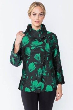 IC Collection High Collar Jacquard Jacket-IC-5841J | IC Collection ...