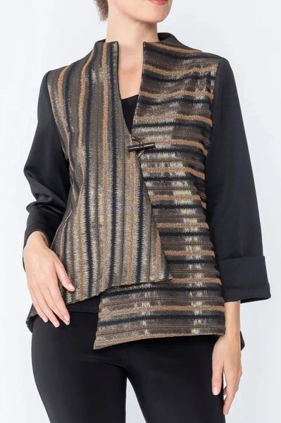 IC Collection Metallic Striped Jacket-IC-5088J | IC Collection | Unique ...