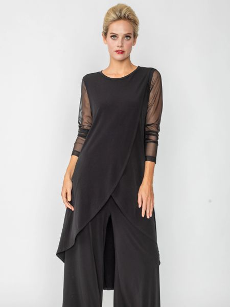 IC Collection Mesh Sleeve Elegant High Low Tunic-IC-4661T | IC ...