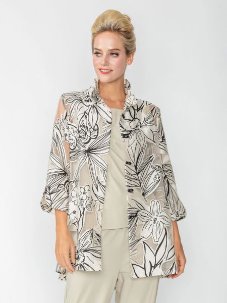 IC Collection Mesh Floral Sketch Wire Collar Top-IC-6136T | IC ...