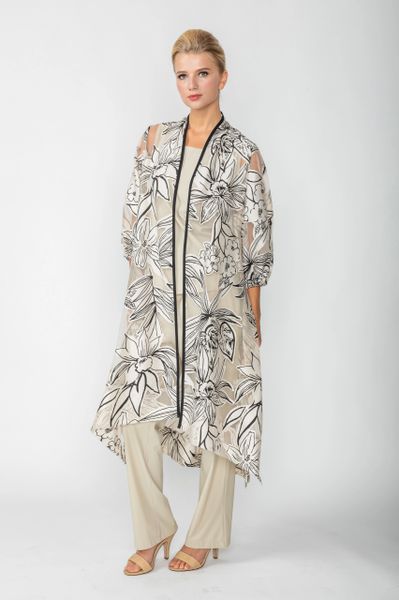 IC Collection Mesh Floral Sketch Long Jacket-IC-6169J | IC Collection ...