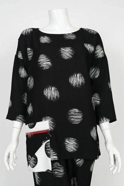 IC Collection Scratched Polka Dot Boxy Top-IC-4833T | IC Collection ...