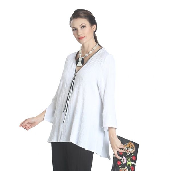 IC Collection V-Neck Front Zip Crinkle Tunic Top-IC- 9996T | IC ...
