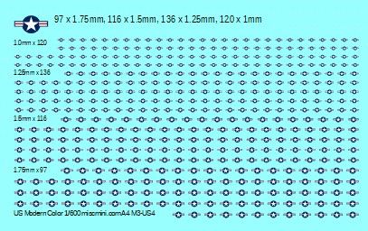 US stars, red, white, and blue 1/600 scale decals