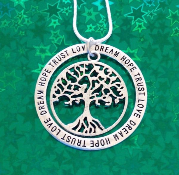 Tree of Life Inspirational Hoop Pendant Necklace