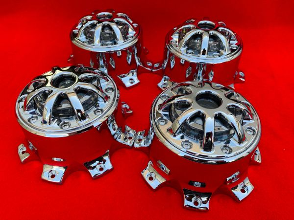 "HUB LIGHTS" Billet Hub Caps 8-Lug Solar Powered LED Lights