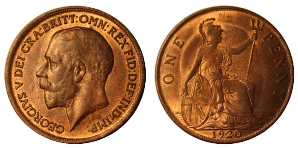 Z222 -GEORGE V 1920 PENNY - SOLD
