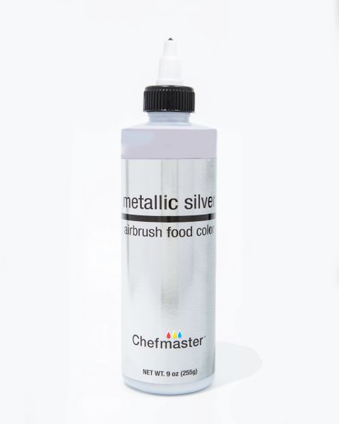 Chefmaster Airbrush Metallic Silver Food Coloring 9 oz Bottle