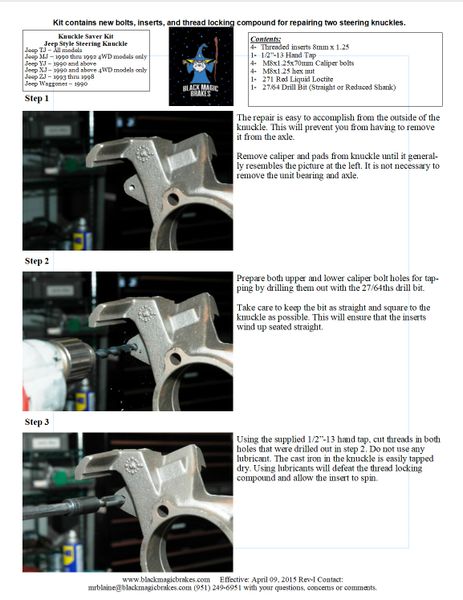 Knuckle Saver Kit - Jeep TJ/XJ Style Knuckle, Repair 2 Knuckles