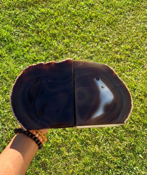Natural Agate Dark Brown Mocha Themed Bookends Set #17